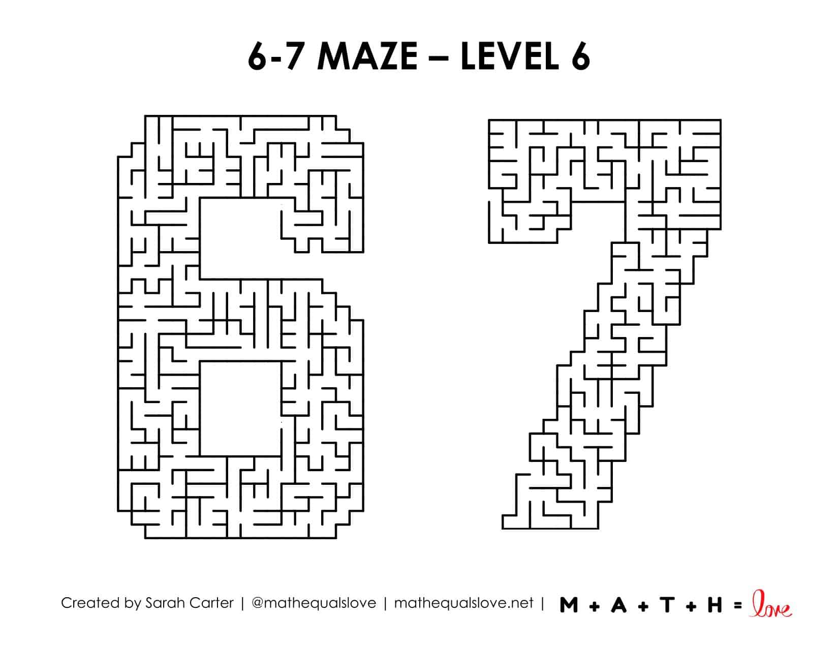 Six Seven 6-7 Mazes | Math = Love