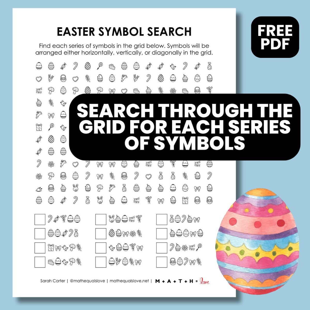 Easter Symbol Search Puzzle | Math = Love