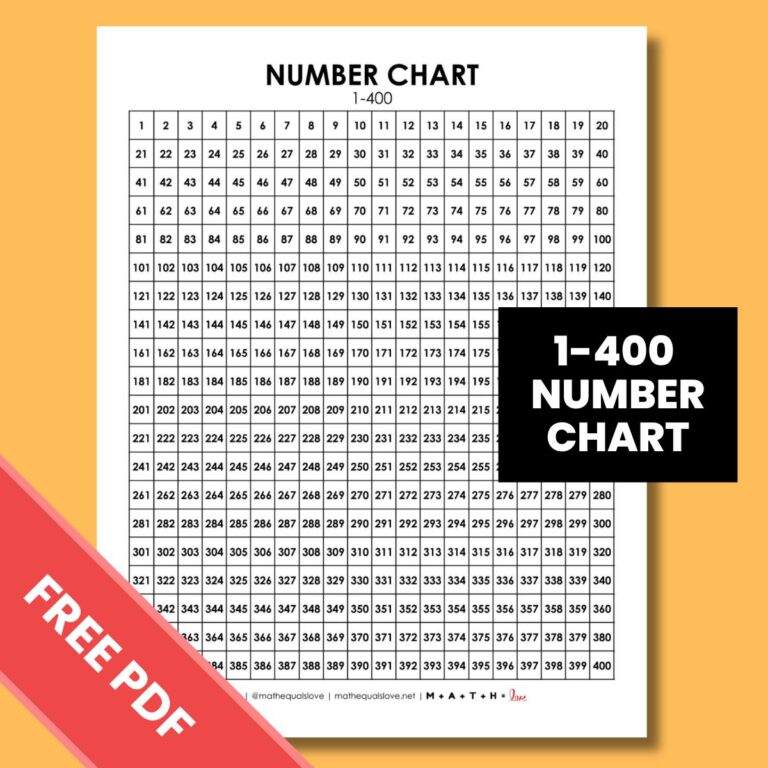 1-400 Number Chart | Math = Love