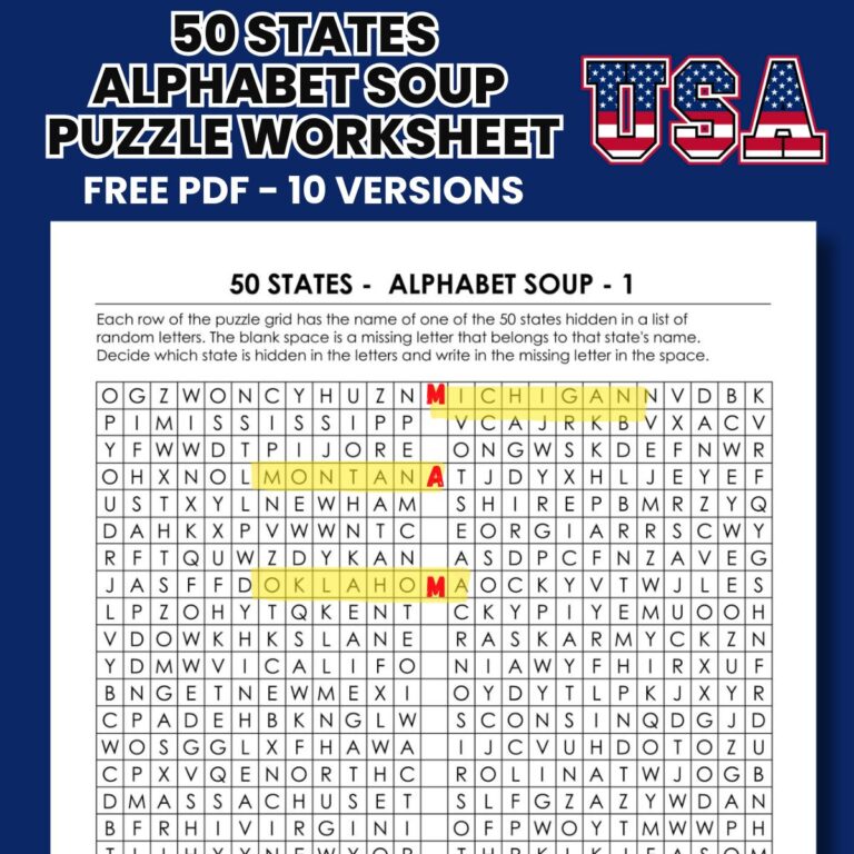 50 States Word Scramble Puzzle | Math = Love