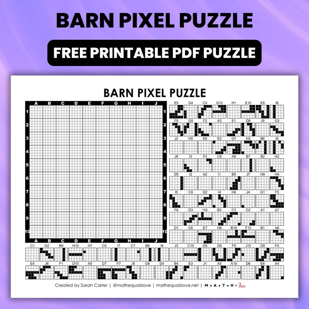 Barn Pixel Puzzle | Math = Love