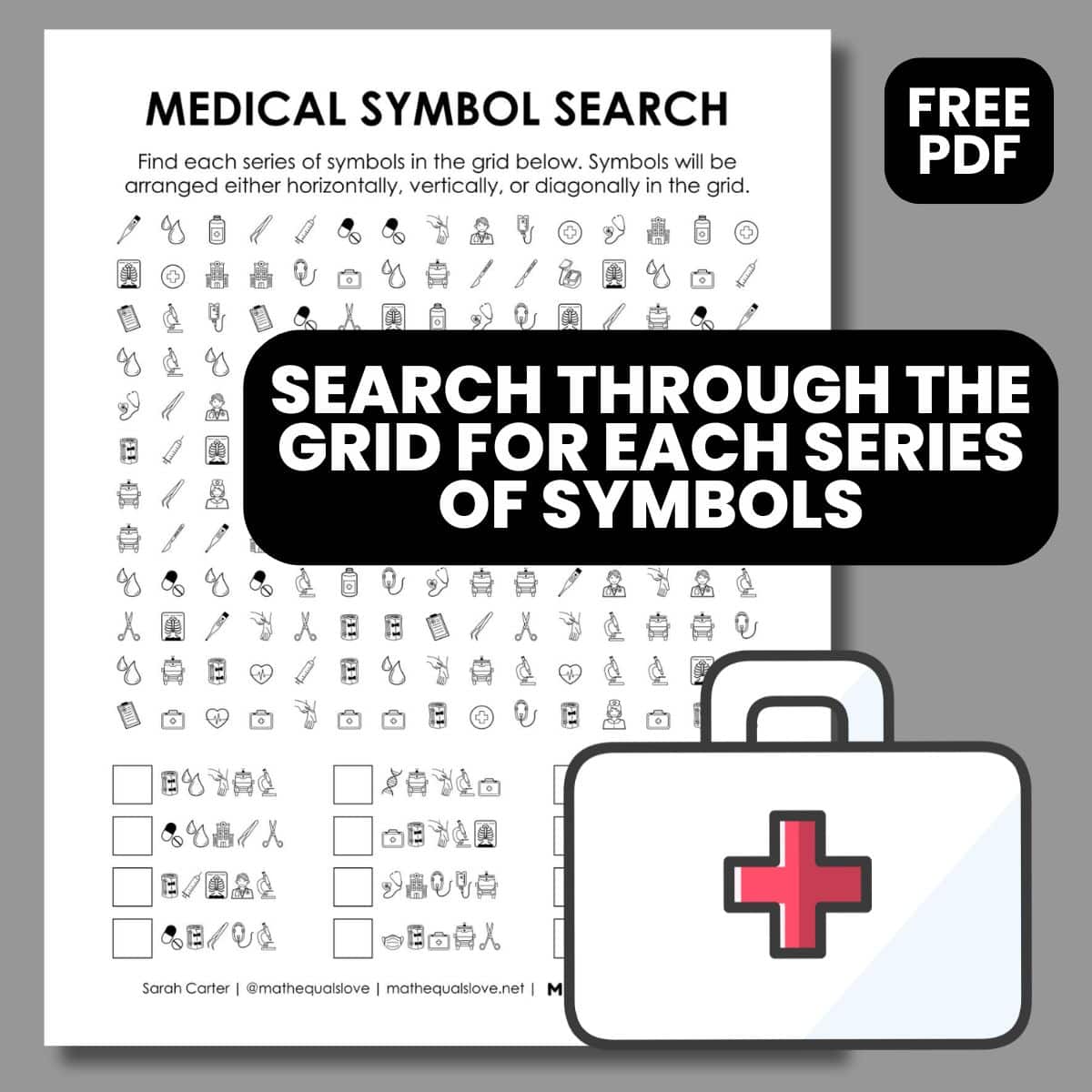 Medical Symbol Search Puzzle | Math = Love