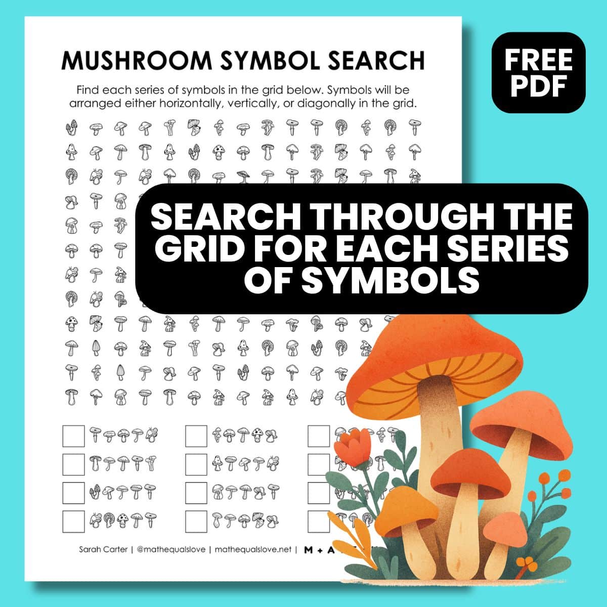 Mushroom Symbol Search Puzzle | Math = Love