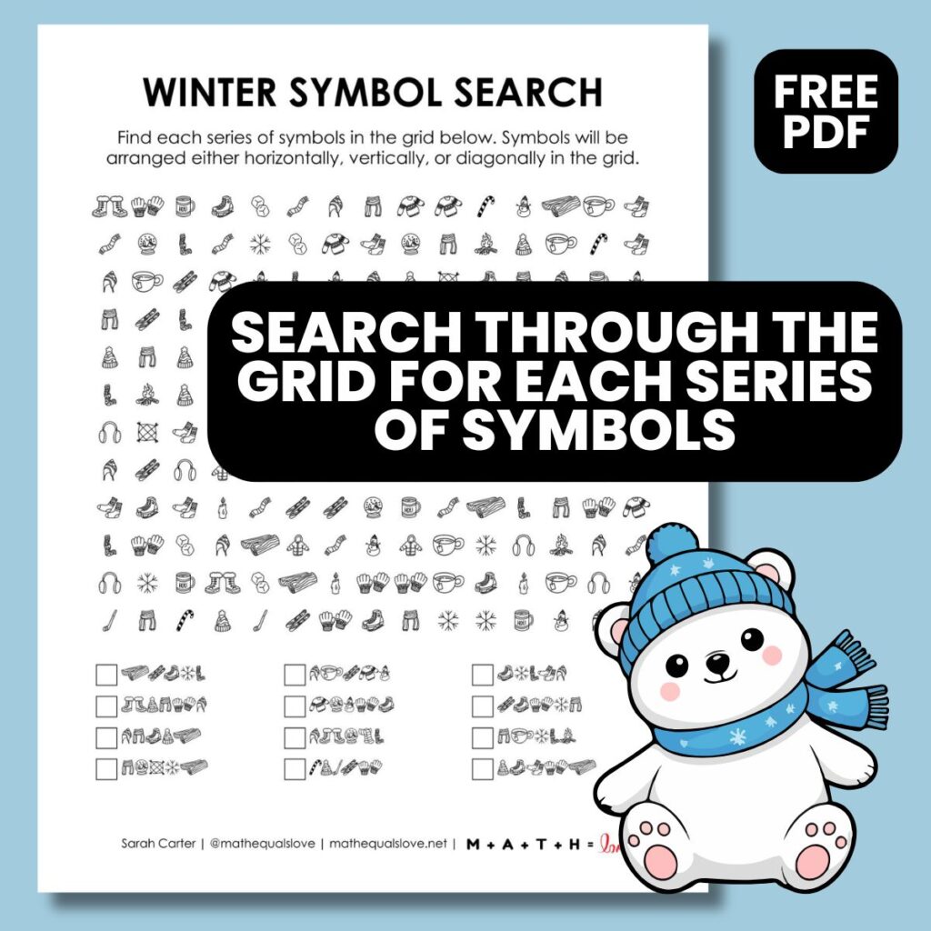 Winter Symbol Search Puzzle | Math = Love