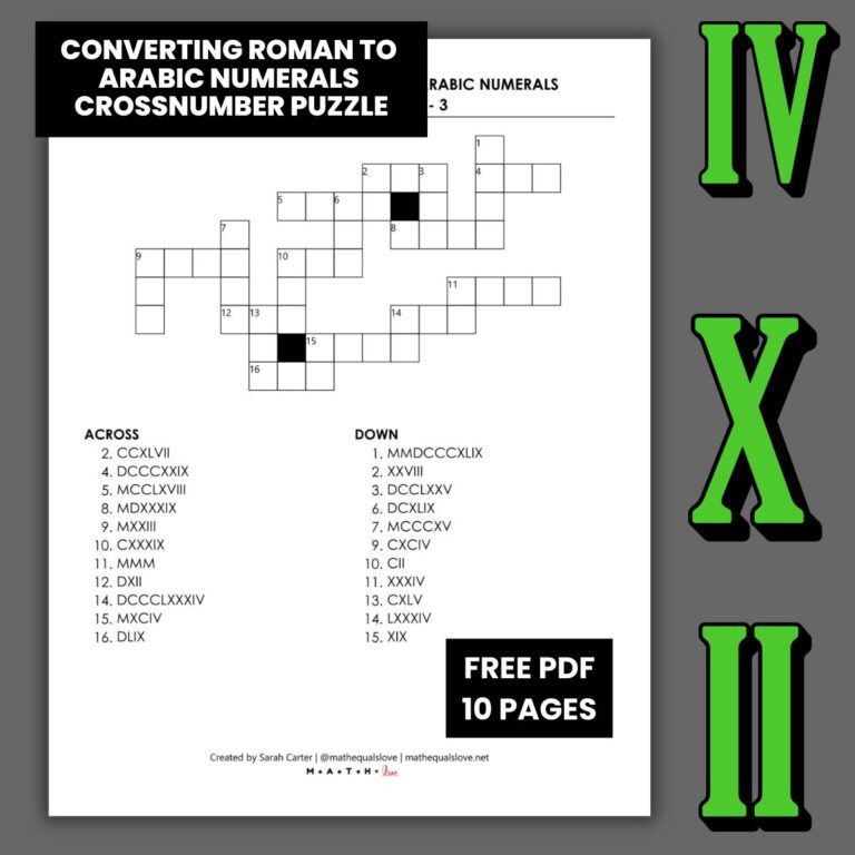 Crossnumber Puzzle Collection | Math = Love