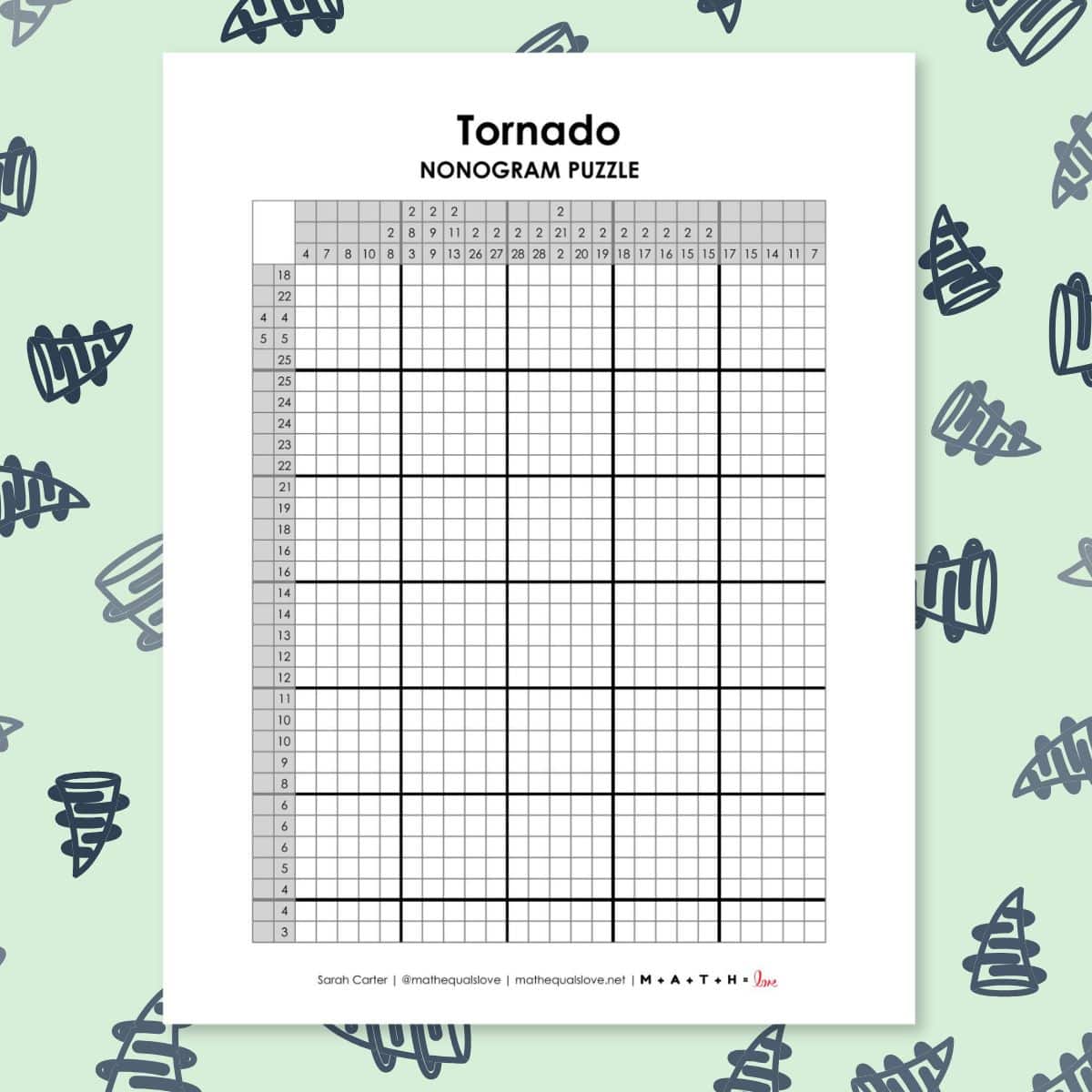 Tornado Nonogram Puzzle | Math = Love