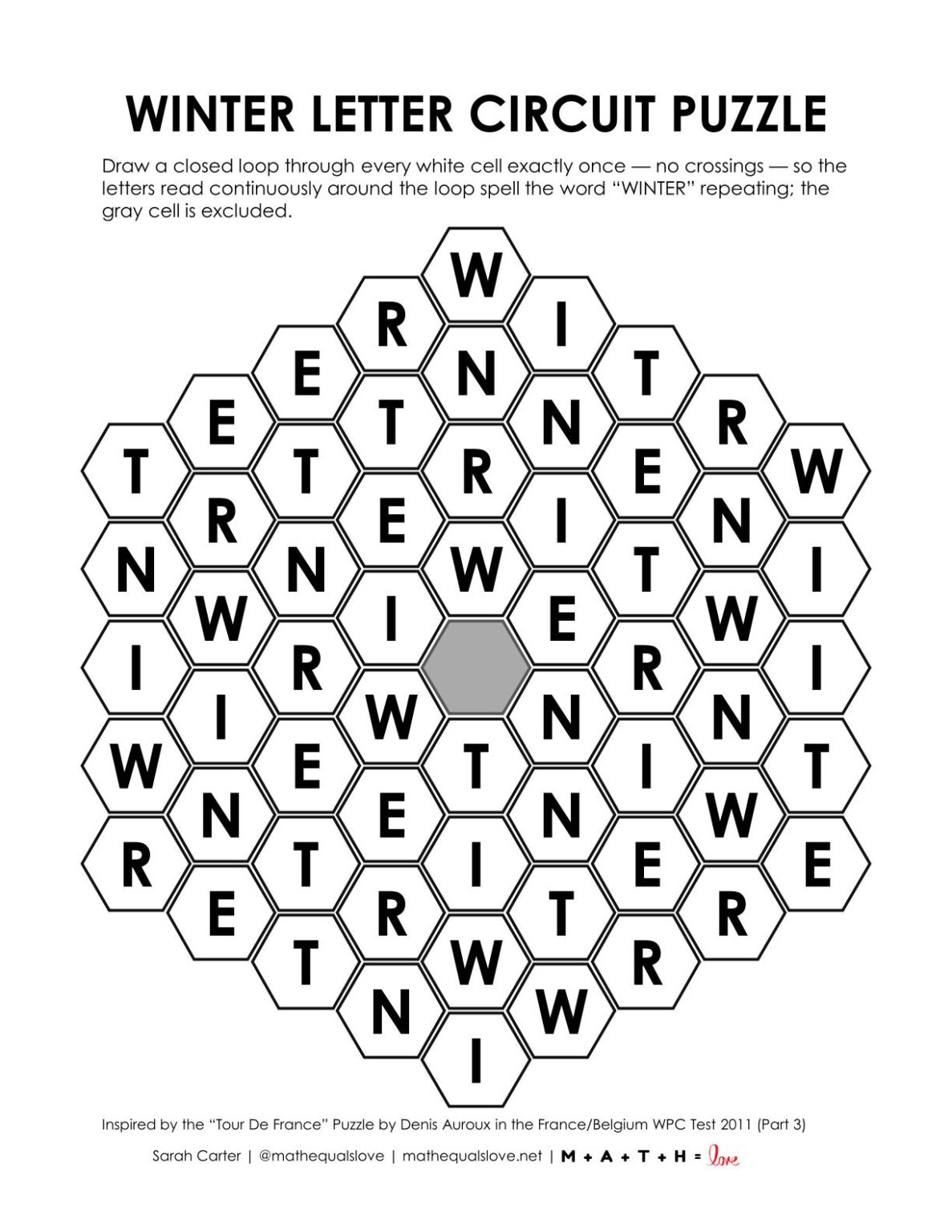 Winter Letter Circuit Puzzle | Math = Love